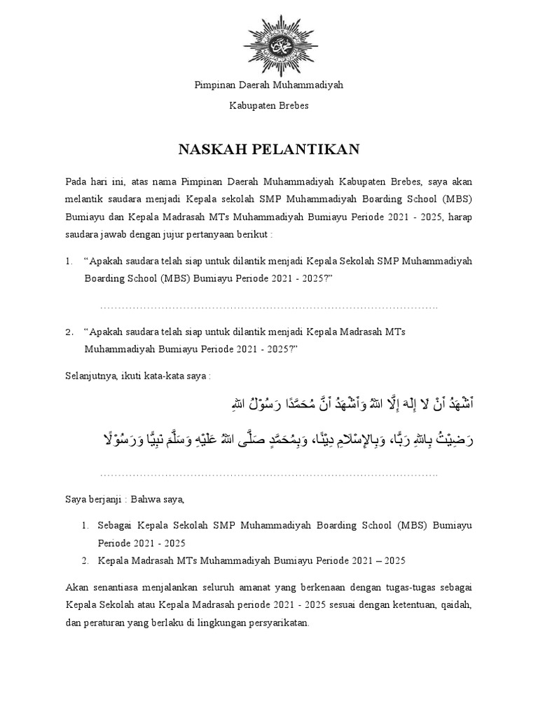 NASKAH PELANTIKAN | PDF