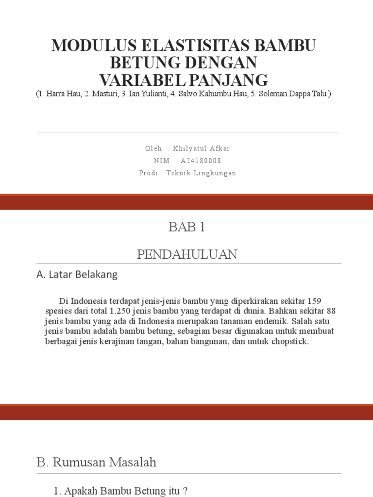 Modulus Elastisitas Bambu Betung | PDF | Sains & Matematika