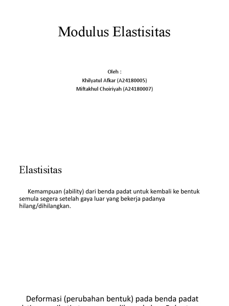 "Modulus Elastisitas & Contoh Soal" | PDF | Sains & Matematika ...
