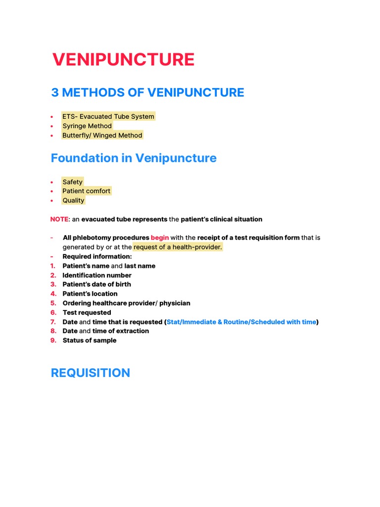 VENIPUNCTURE | PDF | Clinical Medicine | Health Care