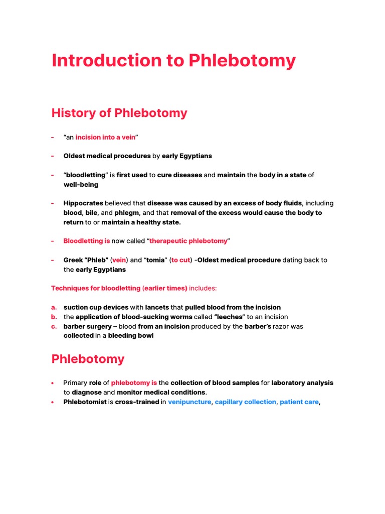 Introduction To Phlebotomy | PDF | Cytopathology | Serology