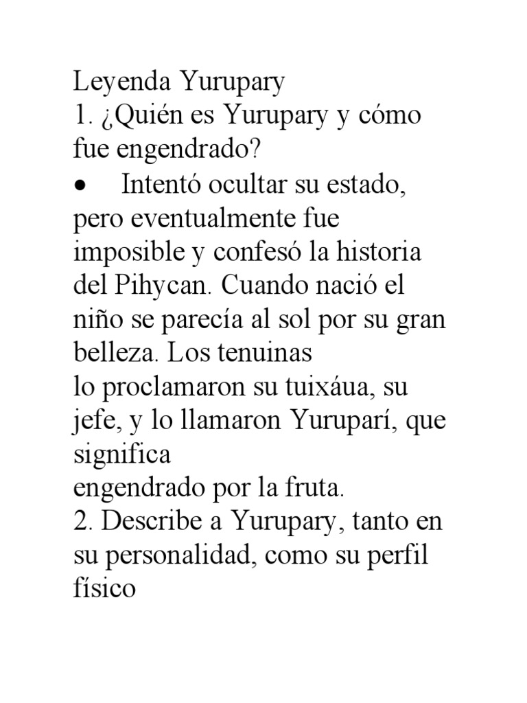 Leyenda Yurupary TALLER | PDF