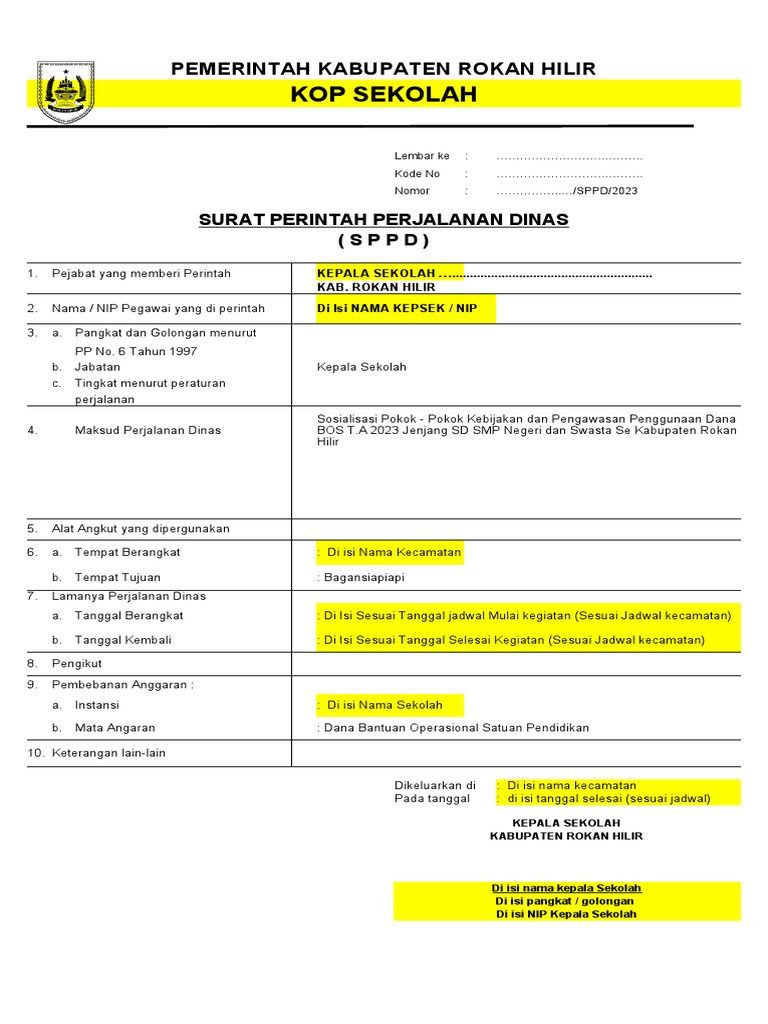 Contoh Format SPPD (Kegiatan Sosialisasi) | PDF