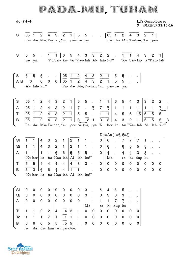 Lagu Persembahan PADAMU TUHAN - LUKITO | PDF