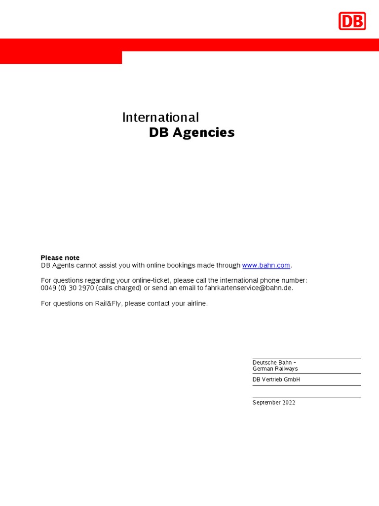 International DB Agencies Directory | PDF | Railway Companies | Service ...