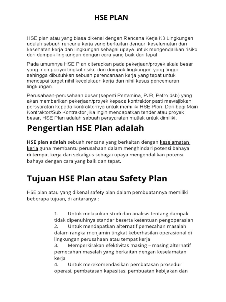 Hse Plan | PDF
