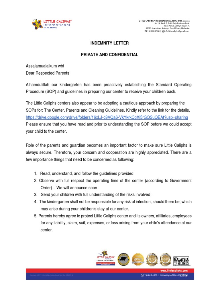 Indemnity Letter | PDF
