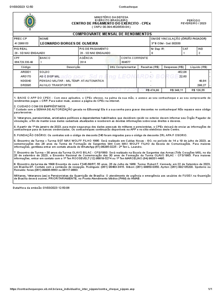 Contracheque PDF | PDF | Brasil
