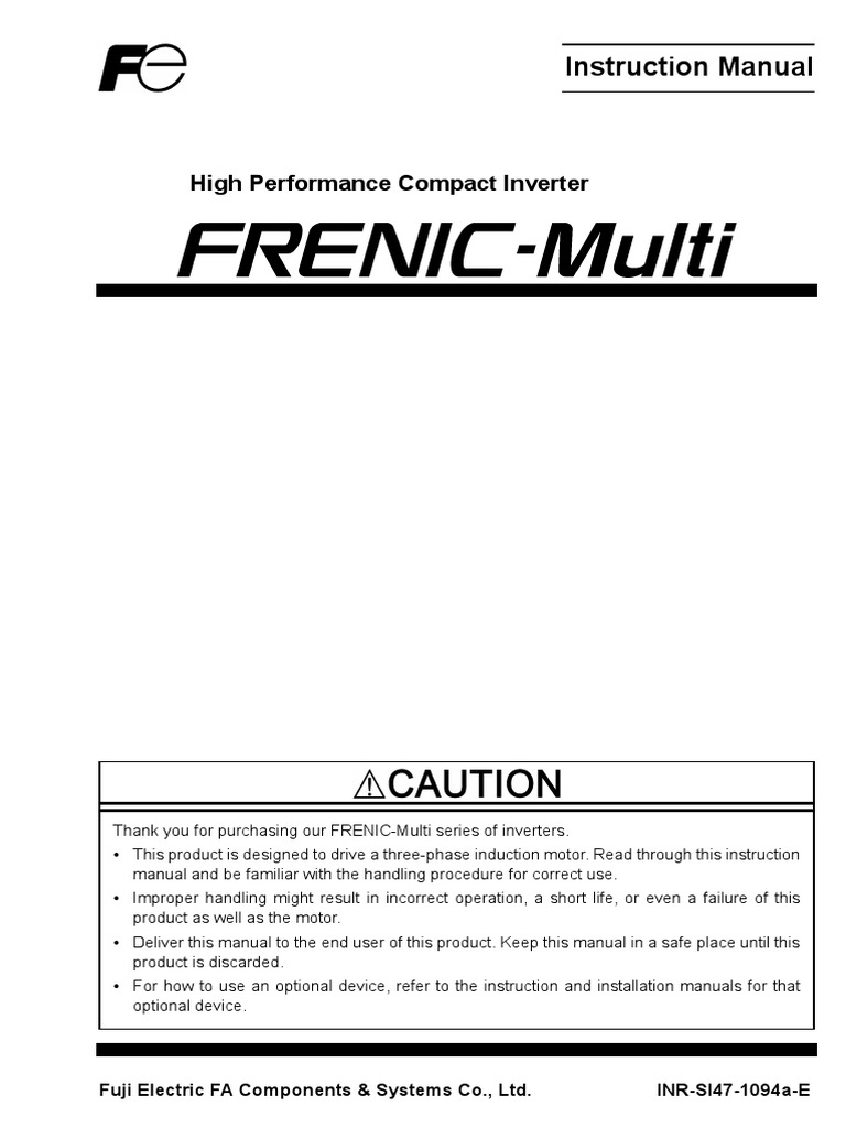 Frenic Multi - Intruction Manual PDF | PDF | Power Supply | Electric Motor