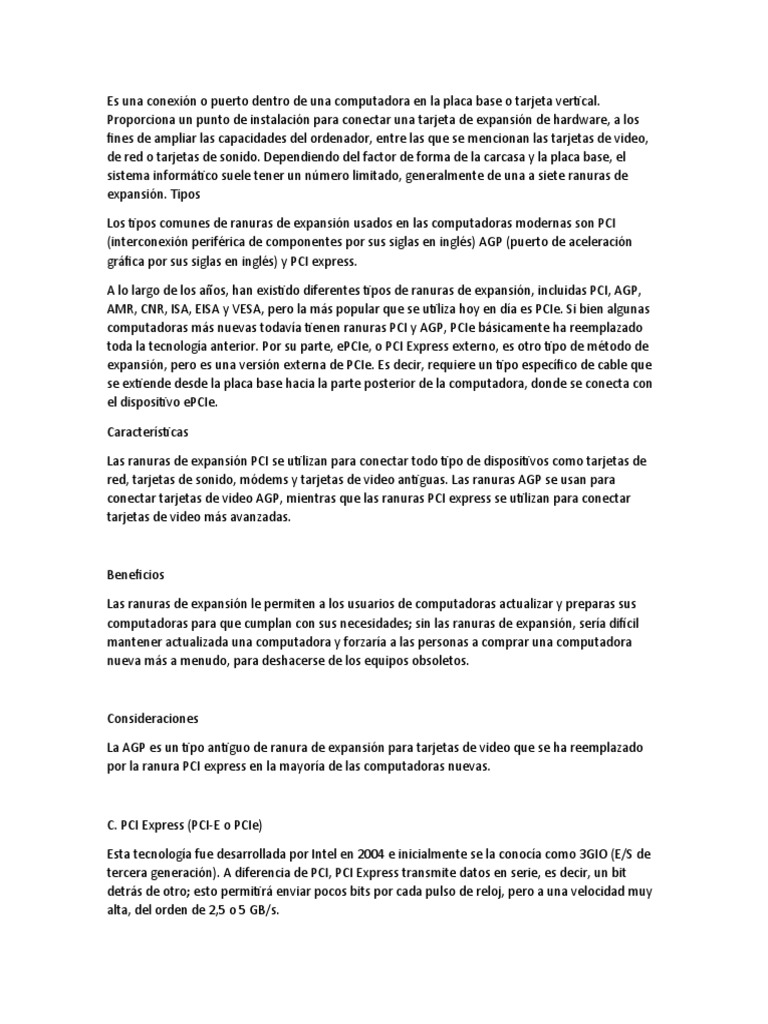 Ranuras de Expansion | PDF | Telecomunicaciones | Protocolos de capa física