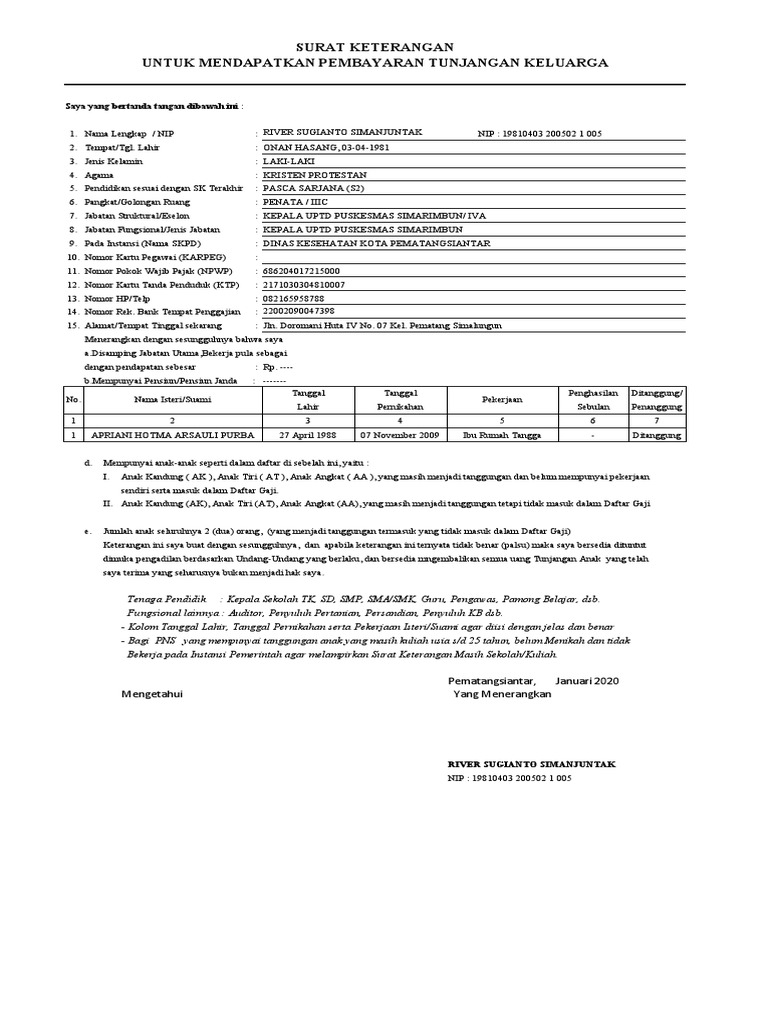Formulir KP-4 2020 | PDF