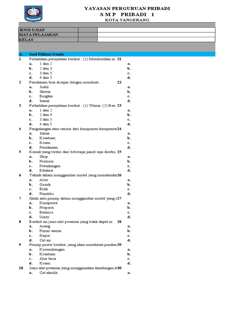 Soal SBK 8 PTS Genap 2022 | PDF
