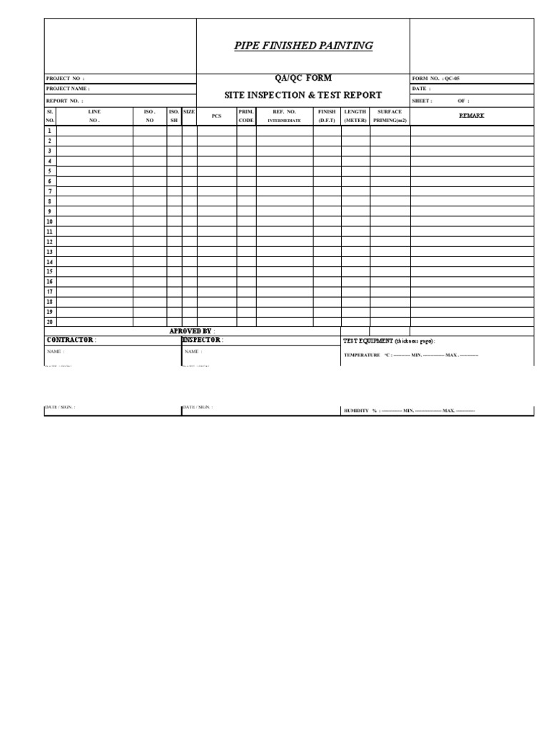QC Form 5 | PDF