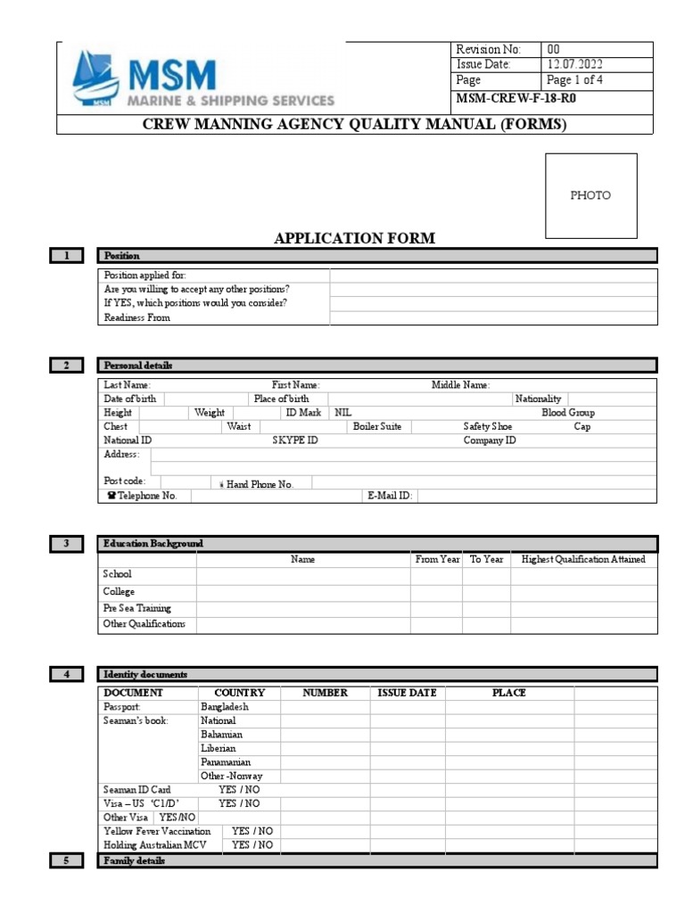 QMP FORM NO - 18 (Seafarer Recruitment Application Form) (2) 27.10.2022 ...