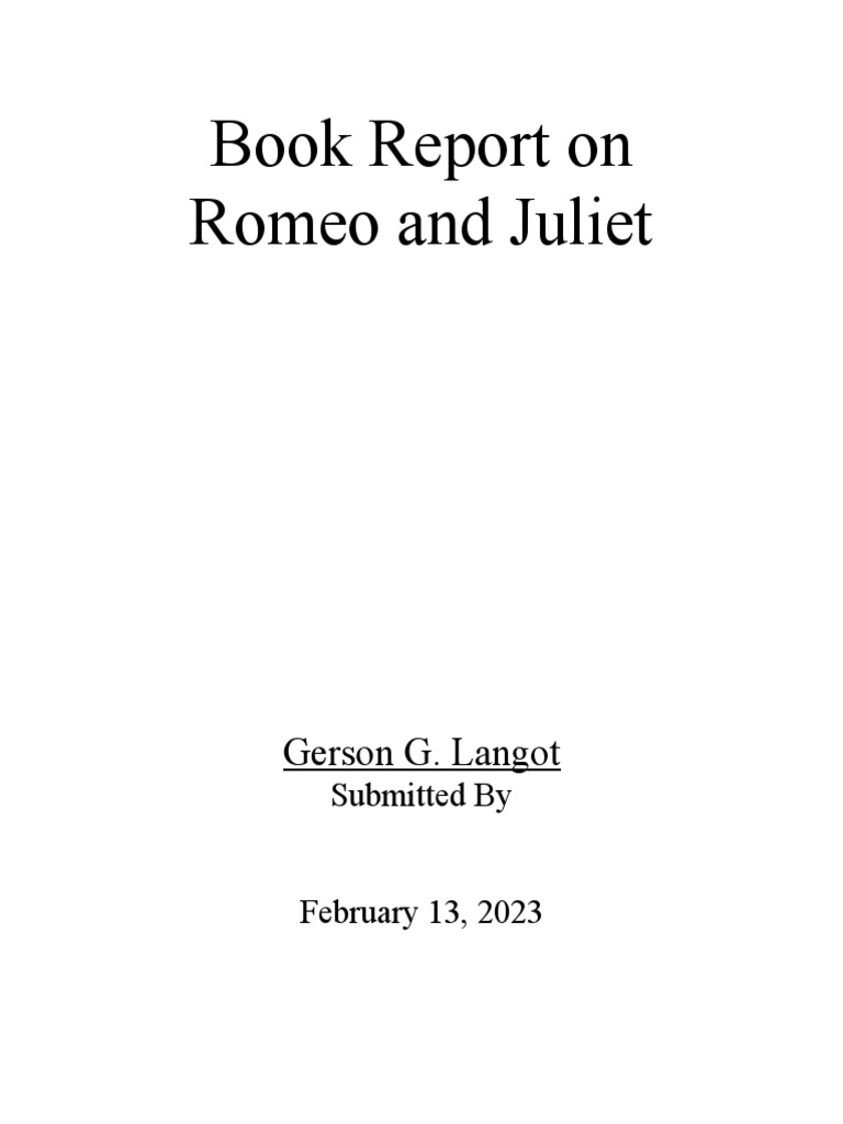 Book Report Sample | PDF | Characters In Romeo And Juliet | Romeo And ...