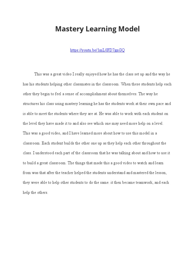 Mastery Learning Model Lesson Plan | PDF