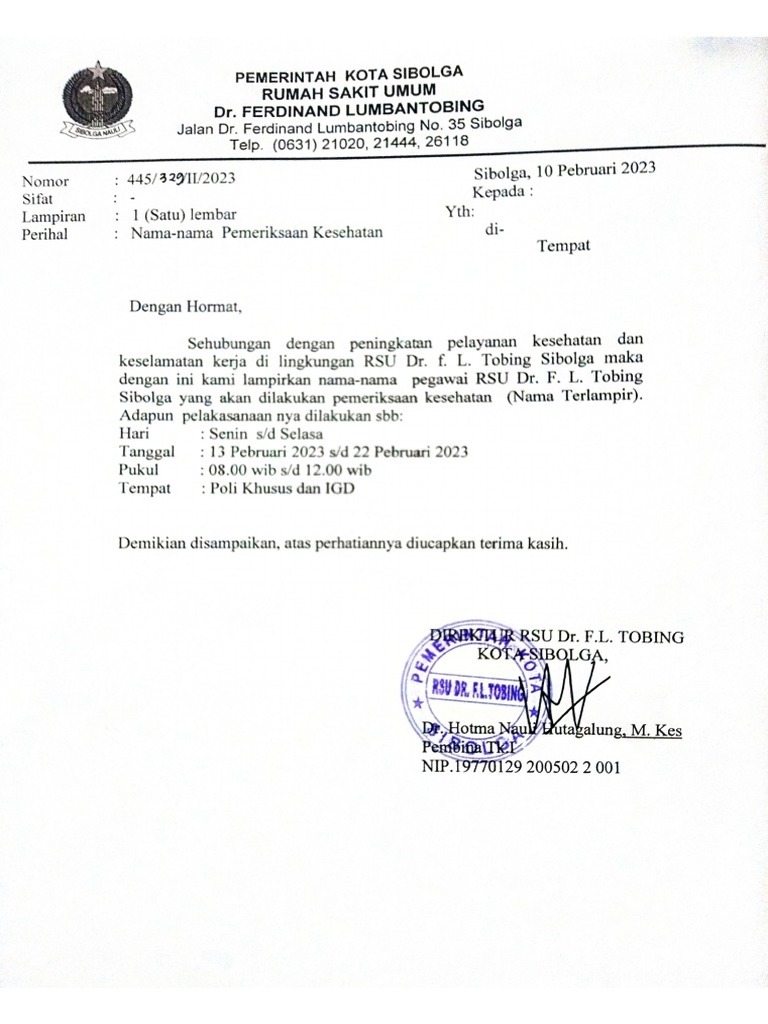 Undangan Pemeriksaan Kesehatan PDF | PDF