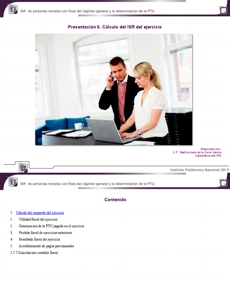 UT2A3 PPT6 Calculo Del ISR Del Ejercicio | PDF | Impuesto sobre la renta | Impuestos