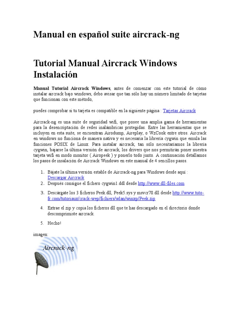 Manual de Instalación Aircrack-ng en Windows | PDF | Wifi | Transmisión ...