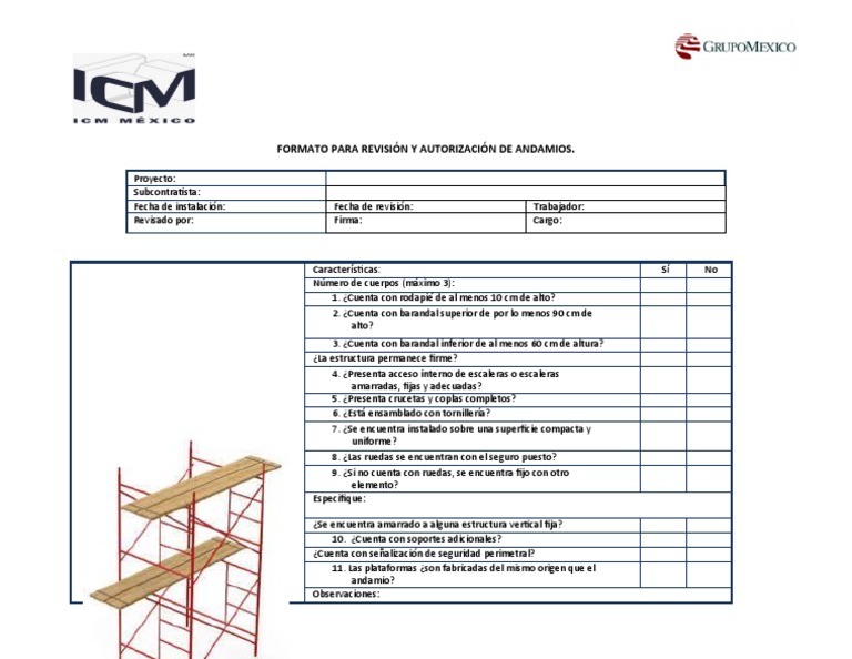 Check list de andamios | PDF