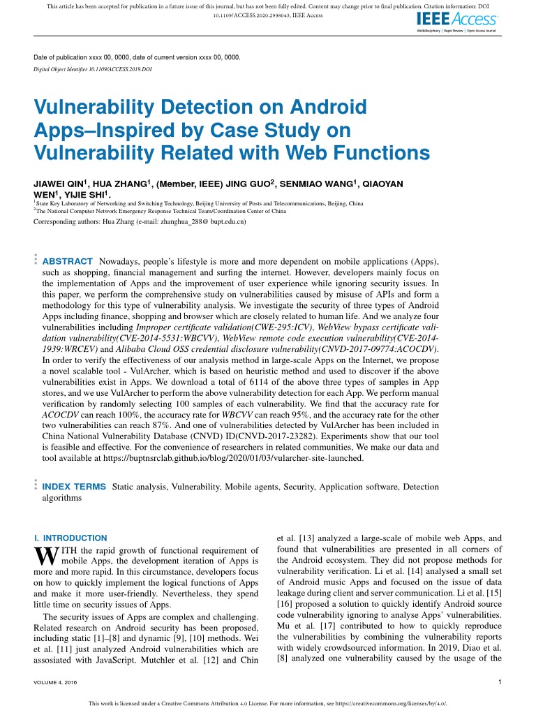 Vulnerability Detection On Android Apps-Inspired B | PDF | Java Script | Android (Operating System)