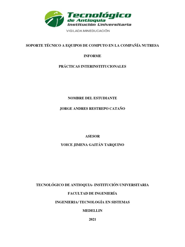 21a INFORME FINAL - SOPORTE TÉCNICO A EQUIPOS DE COMPUTO | PDF ...
