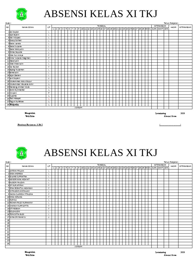 Absensi Siswa 2020-2021 | PDF
