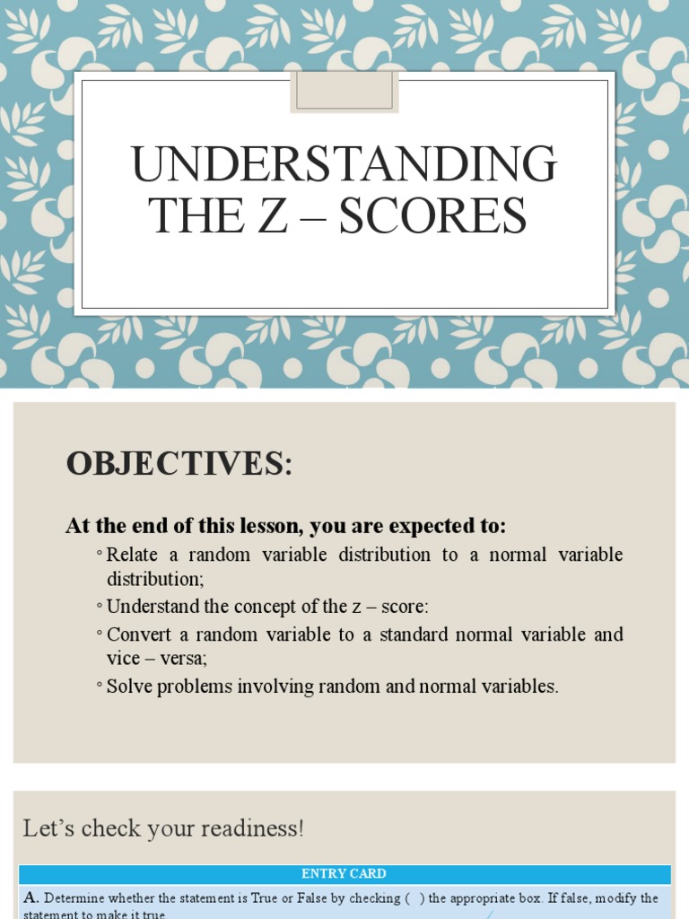 Understanding The Z - Scores C2 Lesson 2 | PDF | Normal Distribution ...