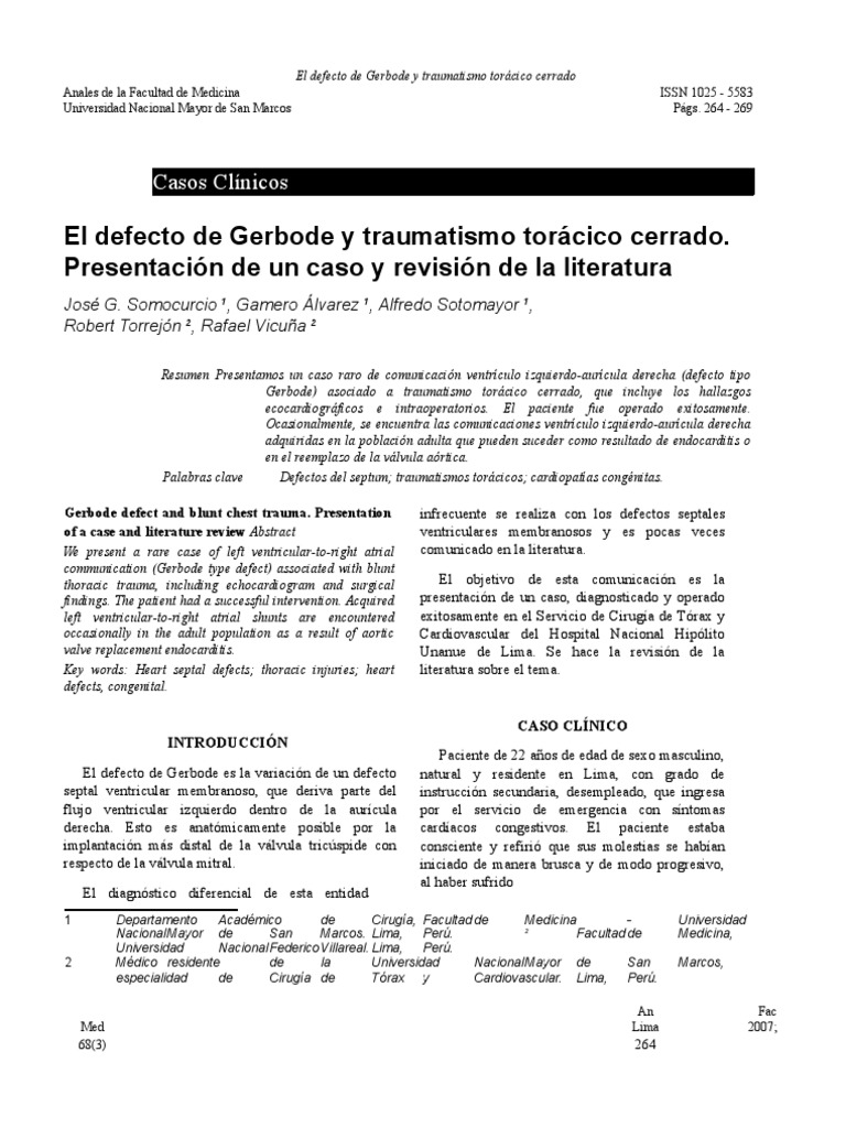 El Defecto de Gerbode | PDF | Ventrículo (corazón) | Tórax (anatomía ...