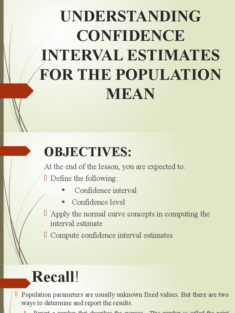 Understanding Confidence Interval Estimates For The Population Mean ...