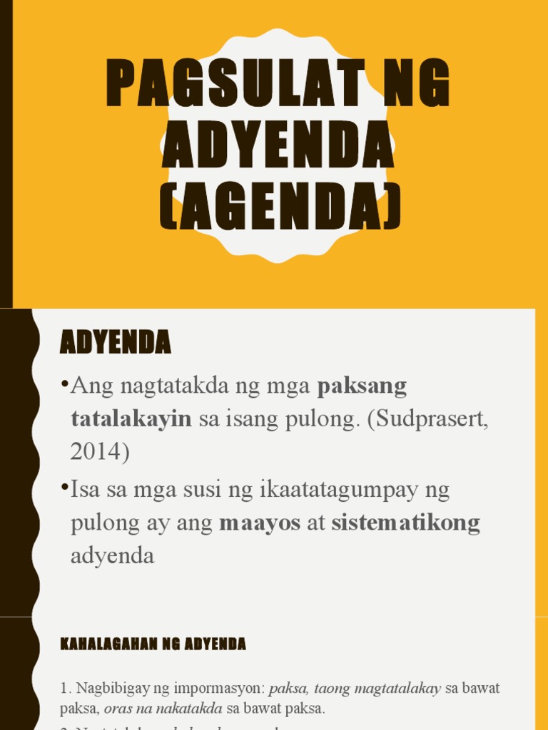 Pagsulat NG Adyenda at Katitikan NG Pulong | PDF
