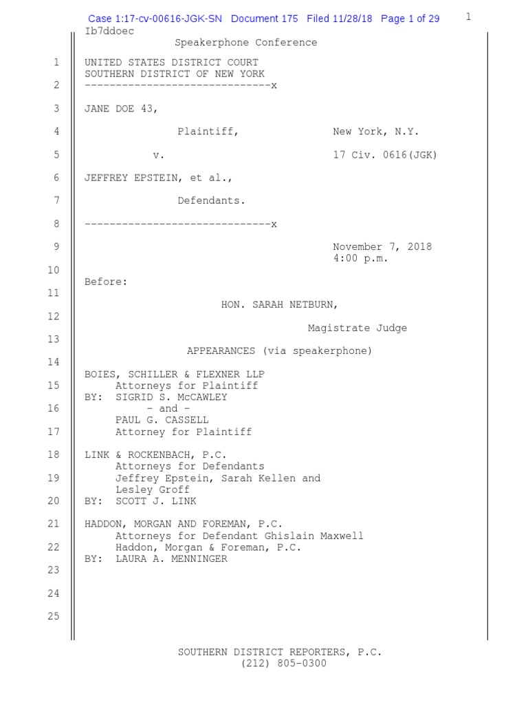 7# Jane Doe Vs Epstein 2018 PDF | PDF | Discovery (Law) | Deposition (Law)