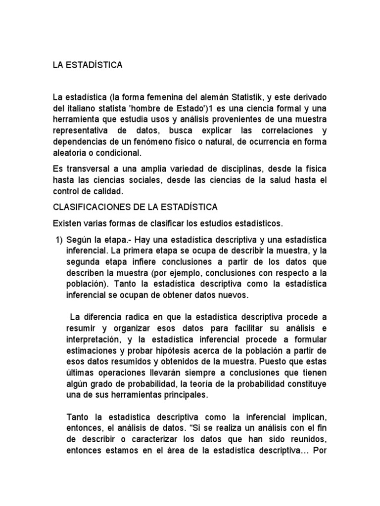 LA ESTADÍSTICA Itzel | PDF | Estadísticas | Estadísticas descriptivas