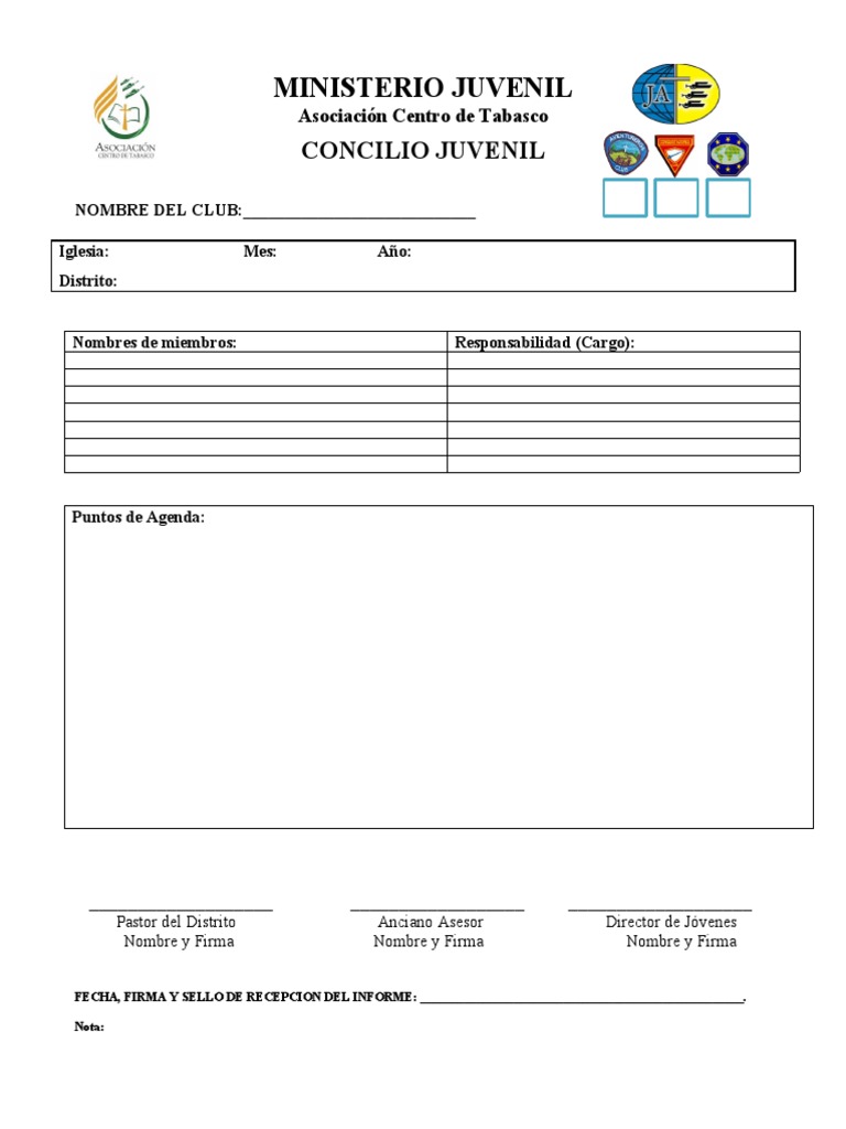 Informe Mensual del Ministerio Juvenil | PDF