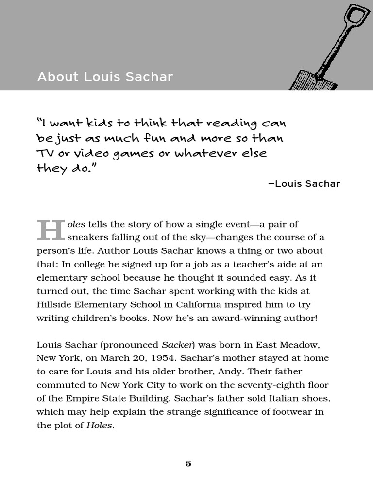 About Louis Sachar | PDF | Newbery Medal
