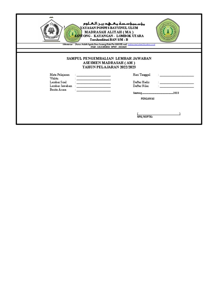 Cover Amplop Ujian Semester 2021 Pdf 