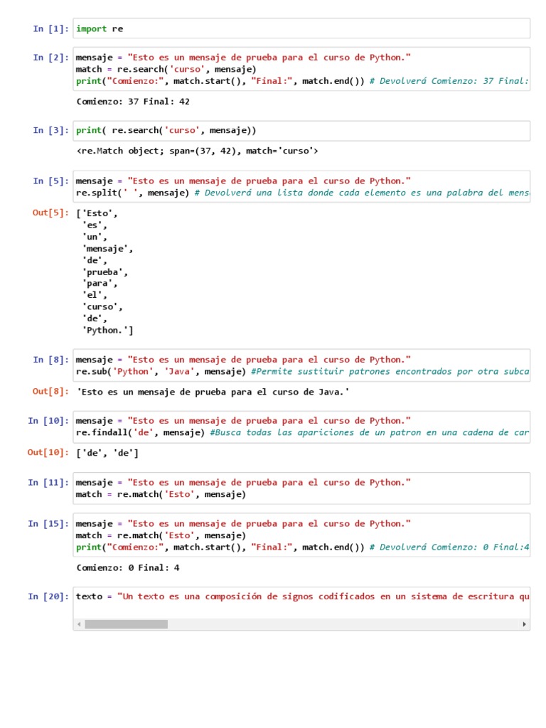ExpresionesRegulares Python - Jupyter Notebook PDF | PDF | Python (lenguaje de programación ...