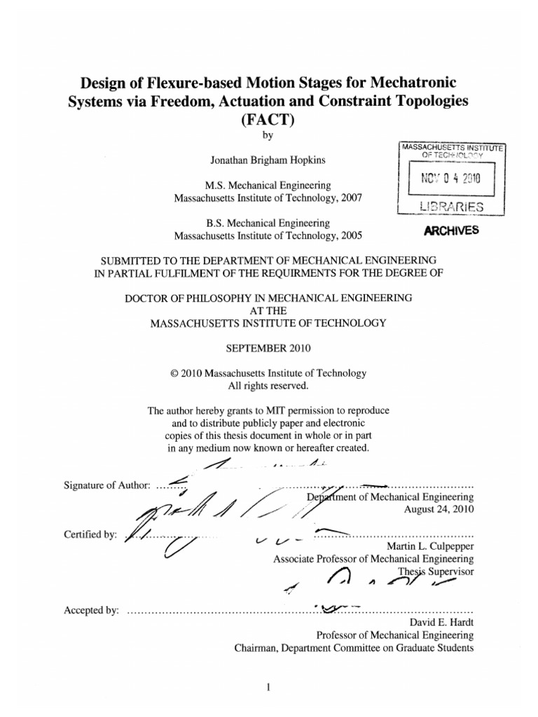 Design of Flexure-Based Motion Stages For Mechatronic Systems Via Freedom, Actuation and ...
