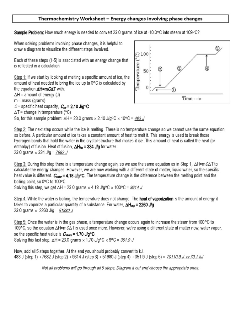 Intro To Thermochem Worksheet | PDF | Heat | Melting