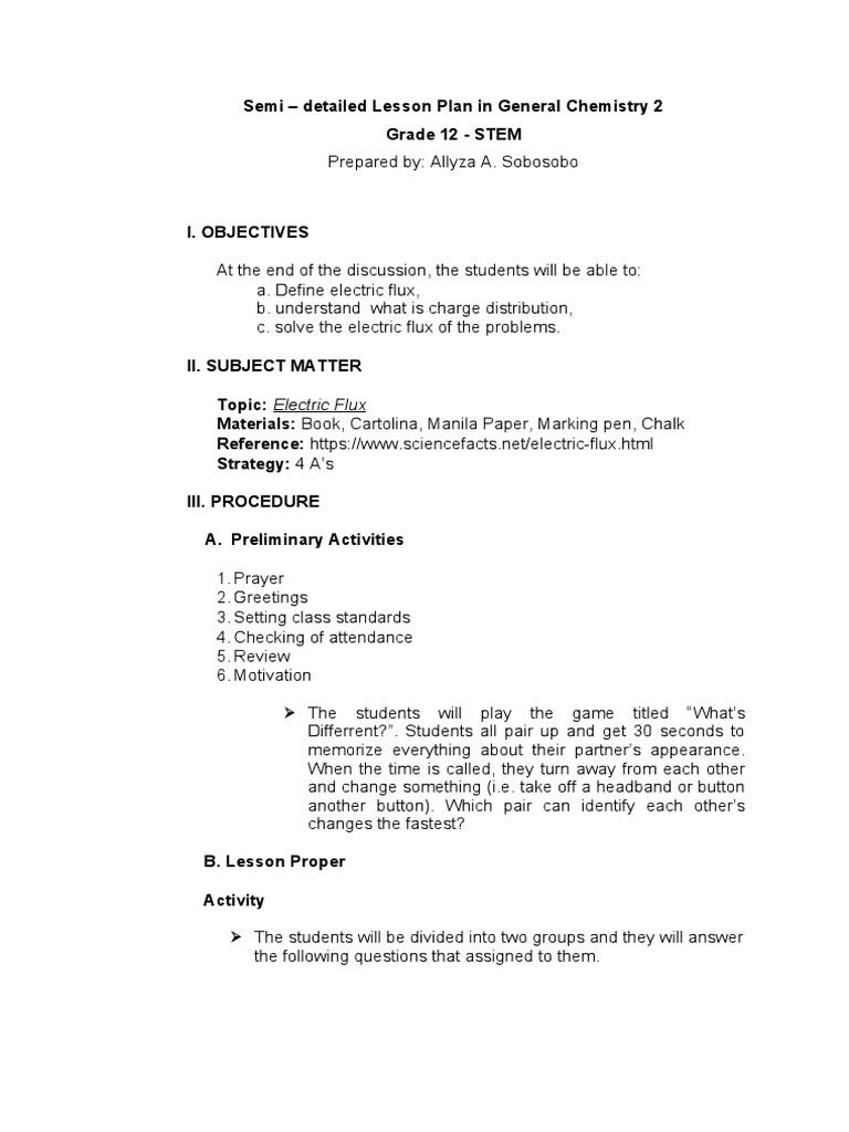 Lesson - Plan - Sobosobo - CG - Electric Flux | PDF | Area | Flux