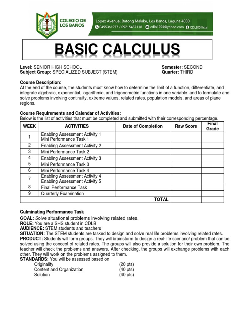 Basic Calculus Module Unit 1 PDF | PDF | Function (Mathematics) | Logarithm