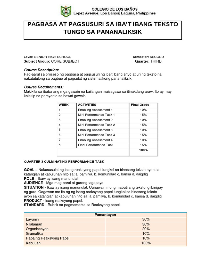 PAGBASA-AT-PAGSUSURI Sa | PDF