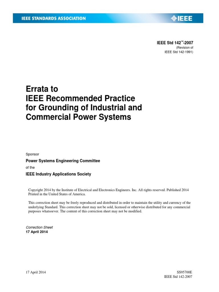 IEEE STD 142-2007 Errata 2014 | PDF