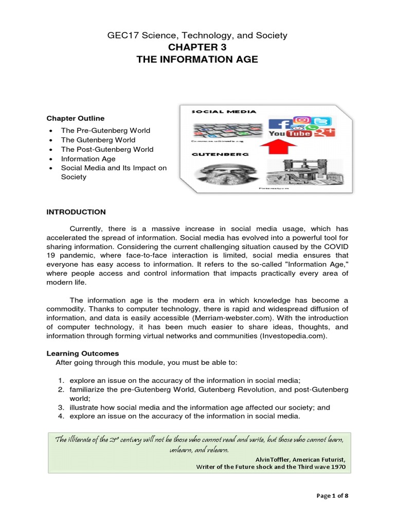 Gec 17 Chapter 3 - Information Age | PDF | Social Media | Popular Culture & Media Studies