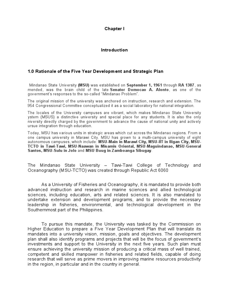 MSU Five-Year Development Plan Overview | PDF | University