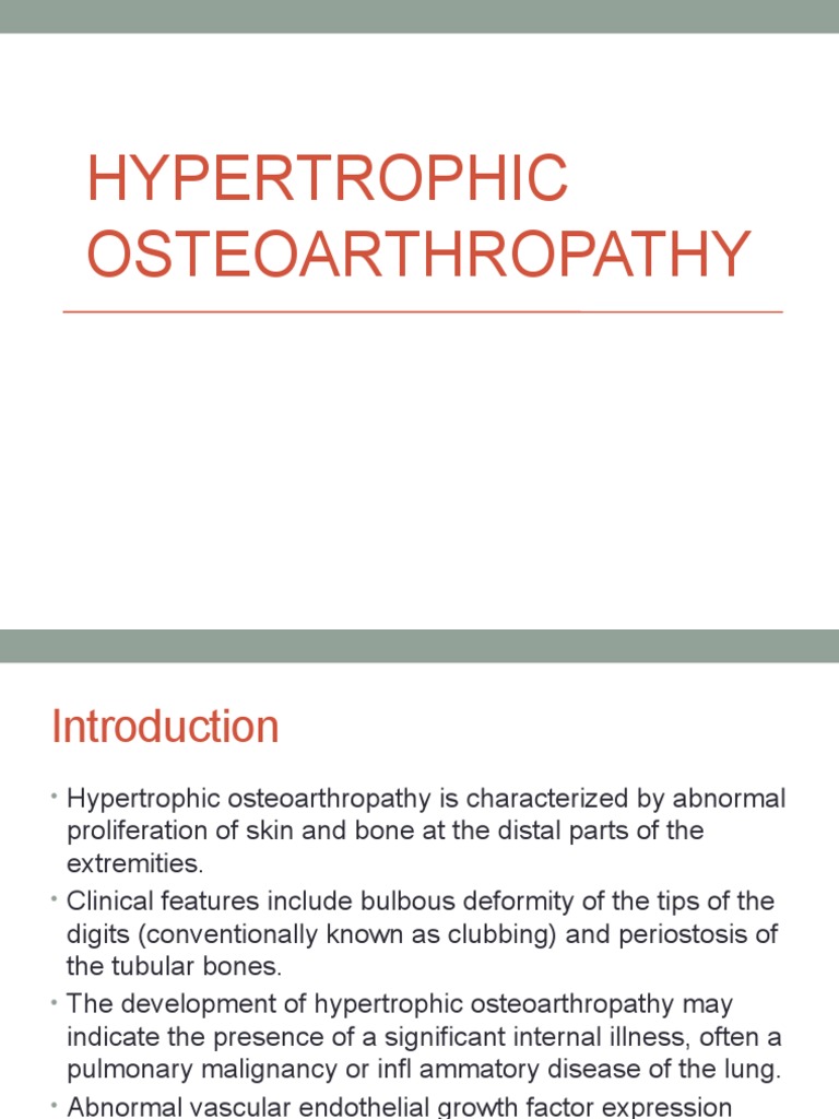 Hypertrophic Osteoarthropathy Overview | PDF | Vascular Endothelial ...