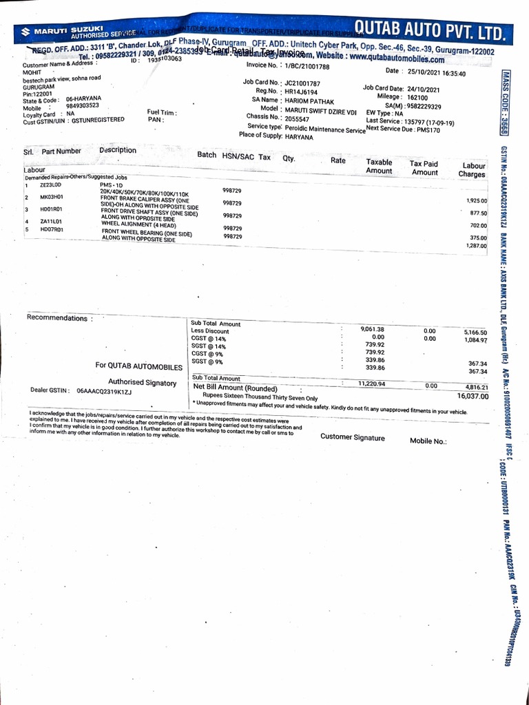 Car Bill | PDF | Wheeled Vehicles | Automotive Technologies