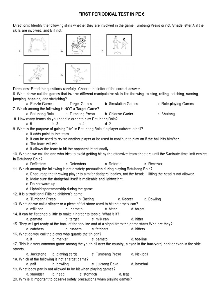 Batuhang Bola Game Test Questions | PDF | Batting (Baseball) | Team Sports