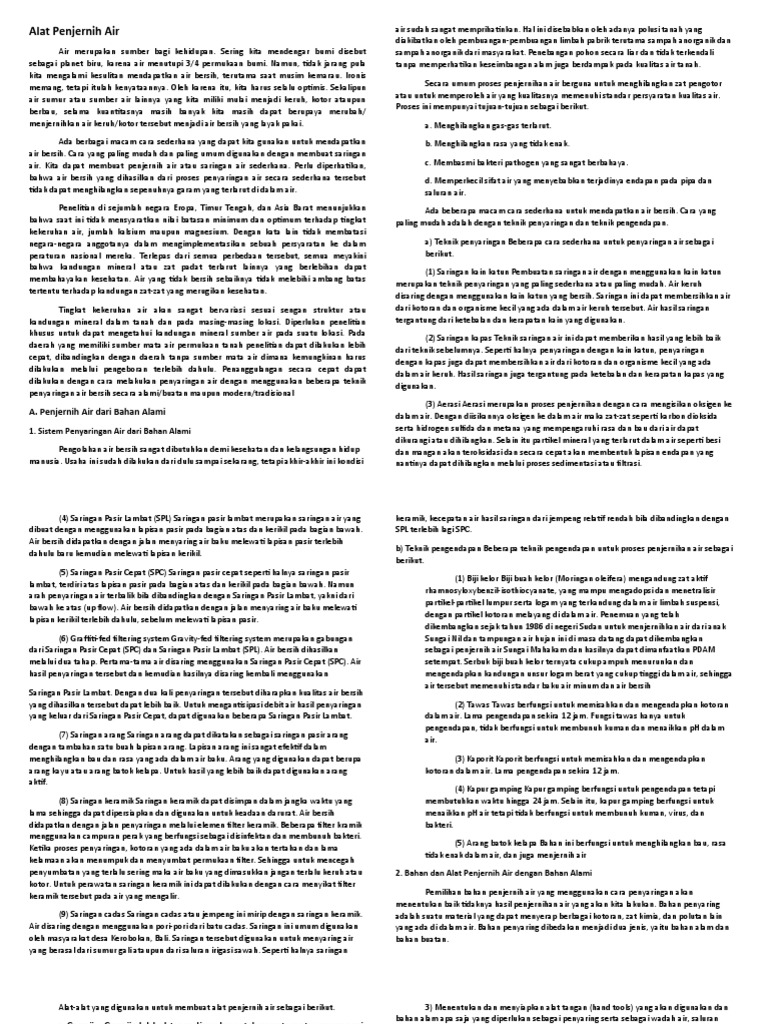 Teknik Penjernihan Air Sederhana | PDF | Sains & Matematika
