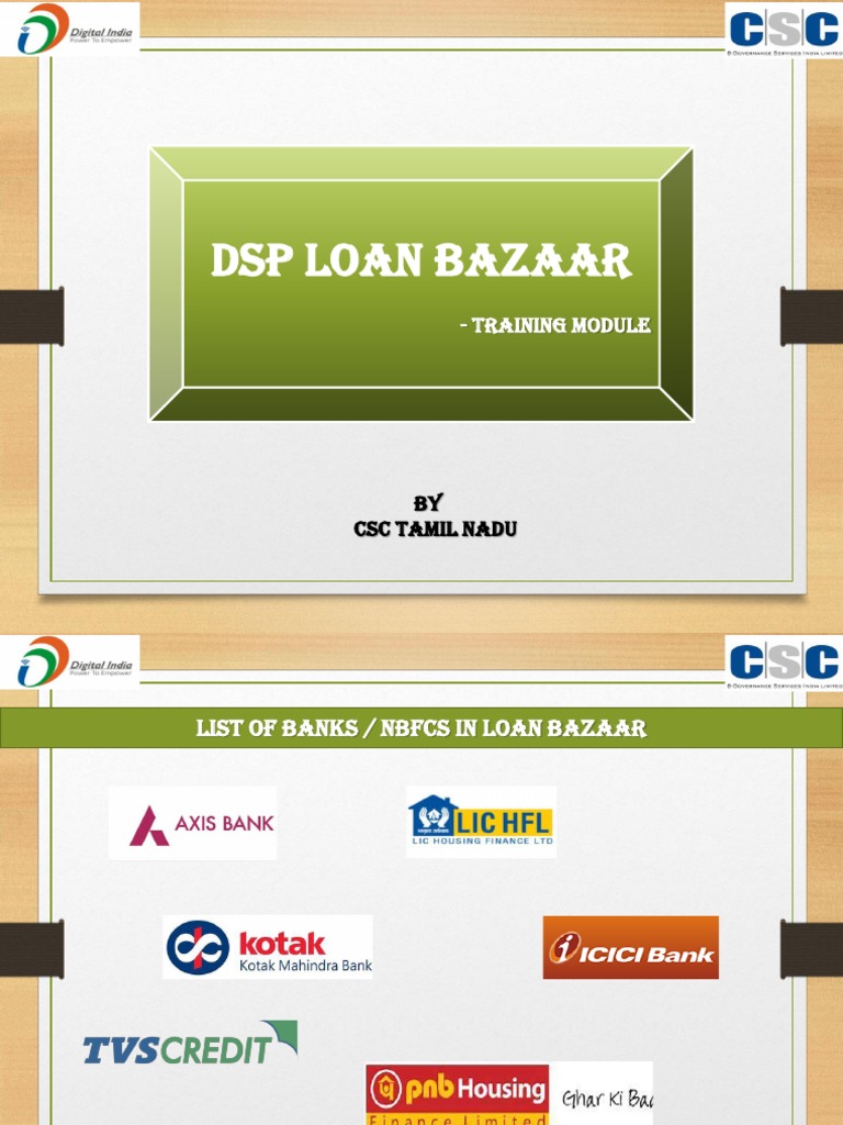 A Comprehensive Guide to the DSP Loan Bazaar Training Module for CSC Tamil Nadu | PDF